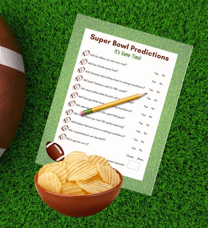 Super Bowl Prediction Game, Printable Super Bowl Game, Party Game ...