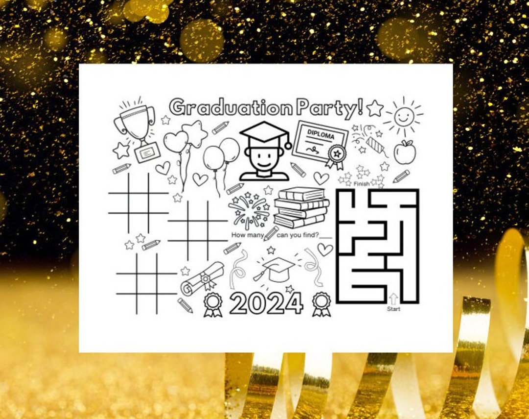Graduation Party Activity Placemat for Kids - Instant Download Activity ...