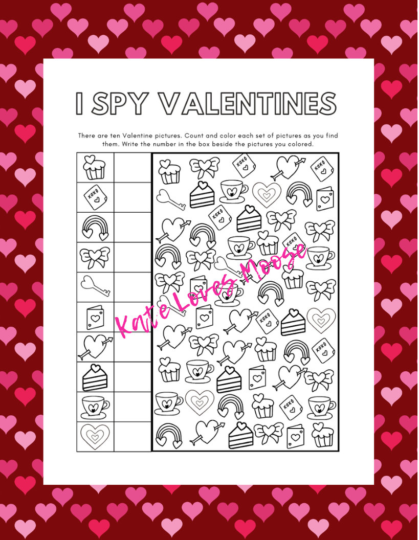 Printable Kids Valentine Activity Pages, Set of 6, Pre-school and ...