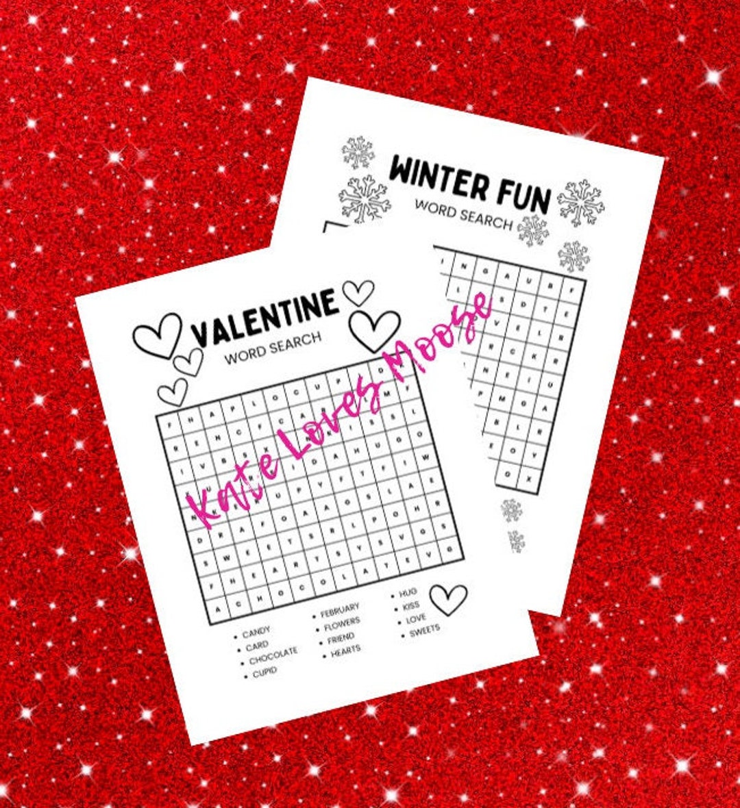 Kids Printable Valentine and Winter Word Search Activity Pages, Set of ...