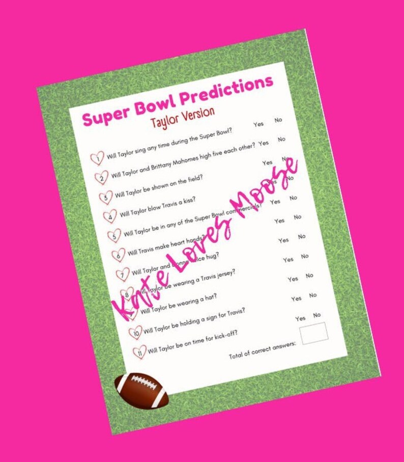 Super Bowl Taylor Game, Taylor's Version, Printable Taylor Party Game ...