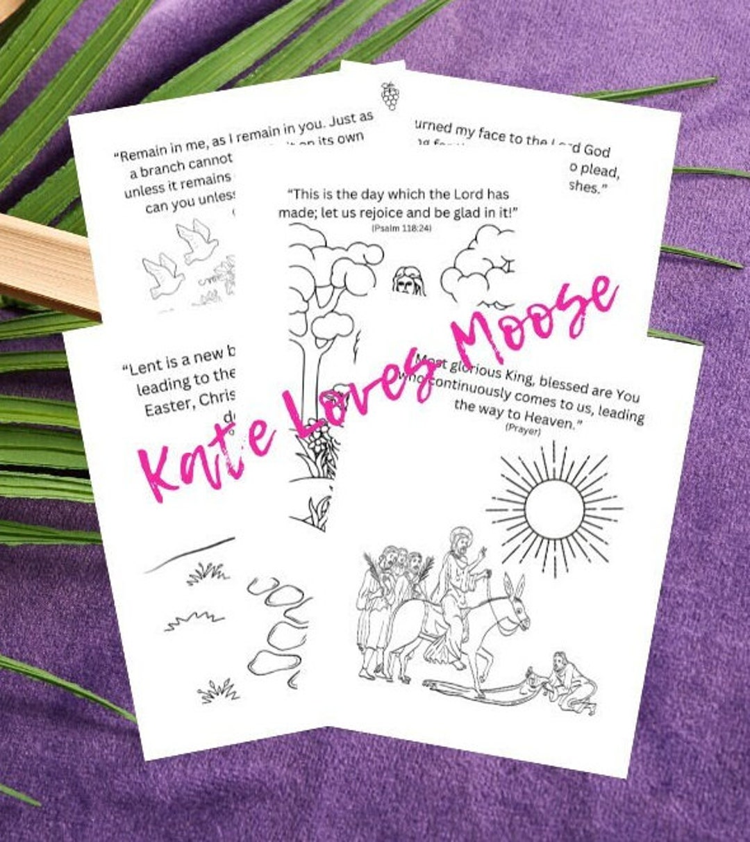 Lent Printable for Kids, Set of 5 Coloring Pages With Quoted Scripture ...