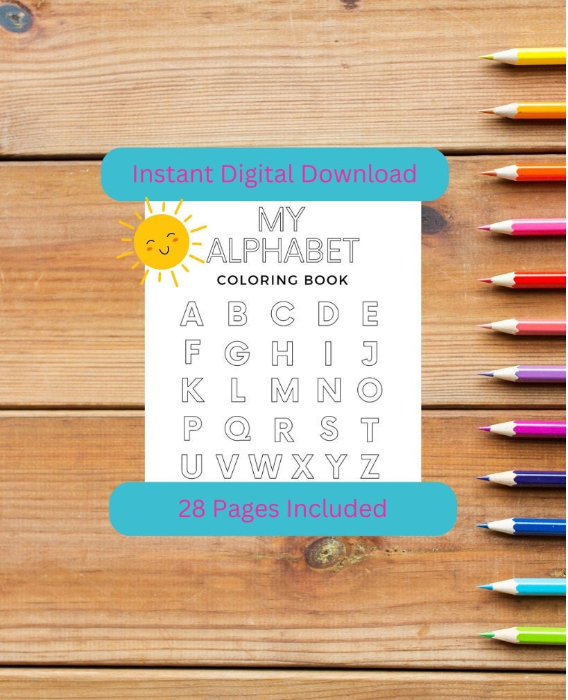 Fun Alphabet Coloring Book for Preschoolers - Instant Digital Download ...