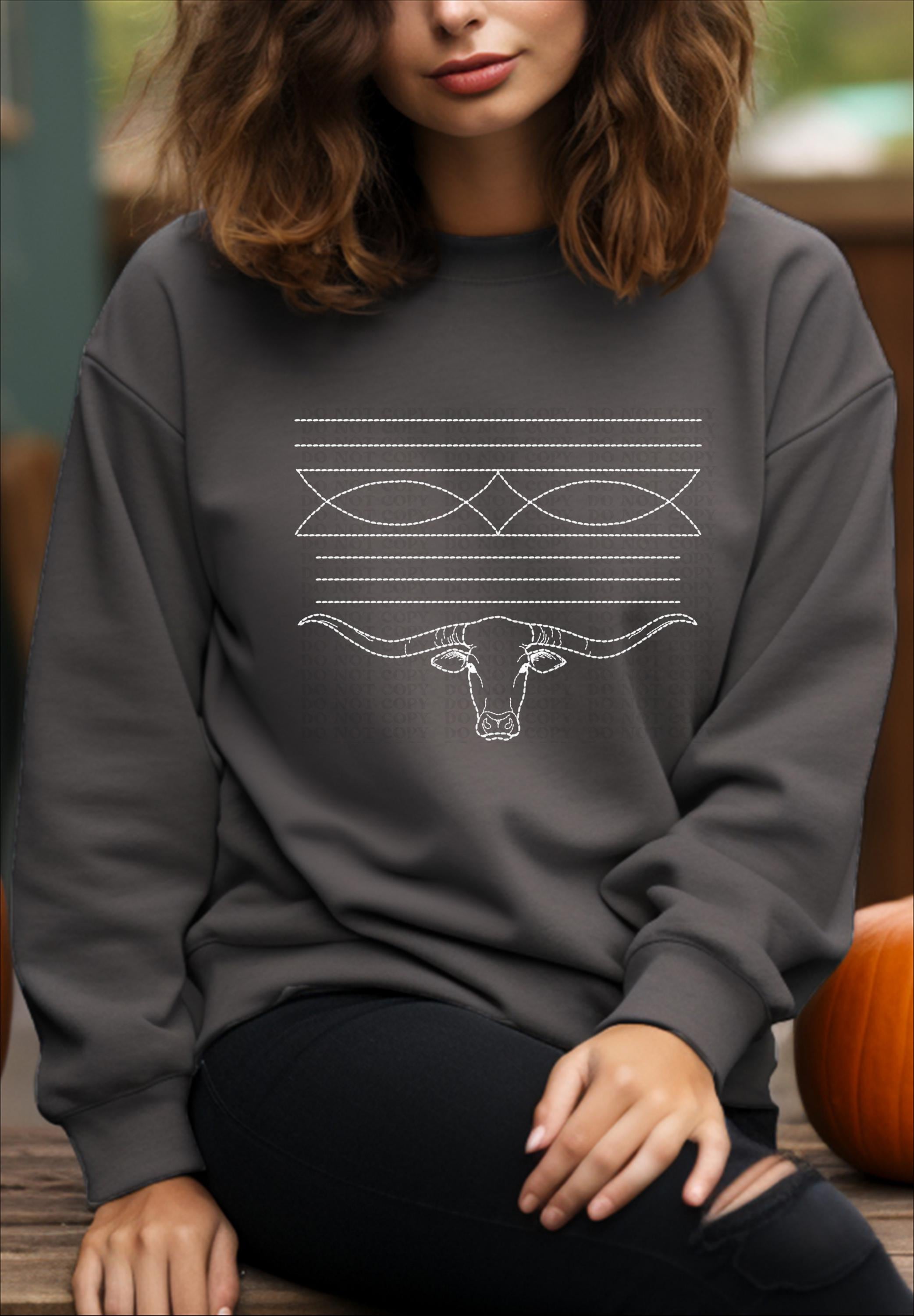 Longhorn Boot Stitch DTF Transfer, Western Cowboy Design - Etsy