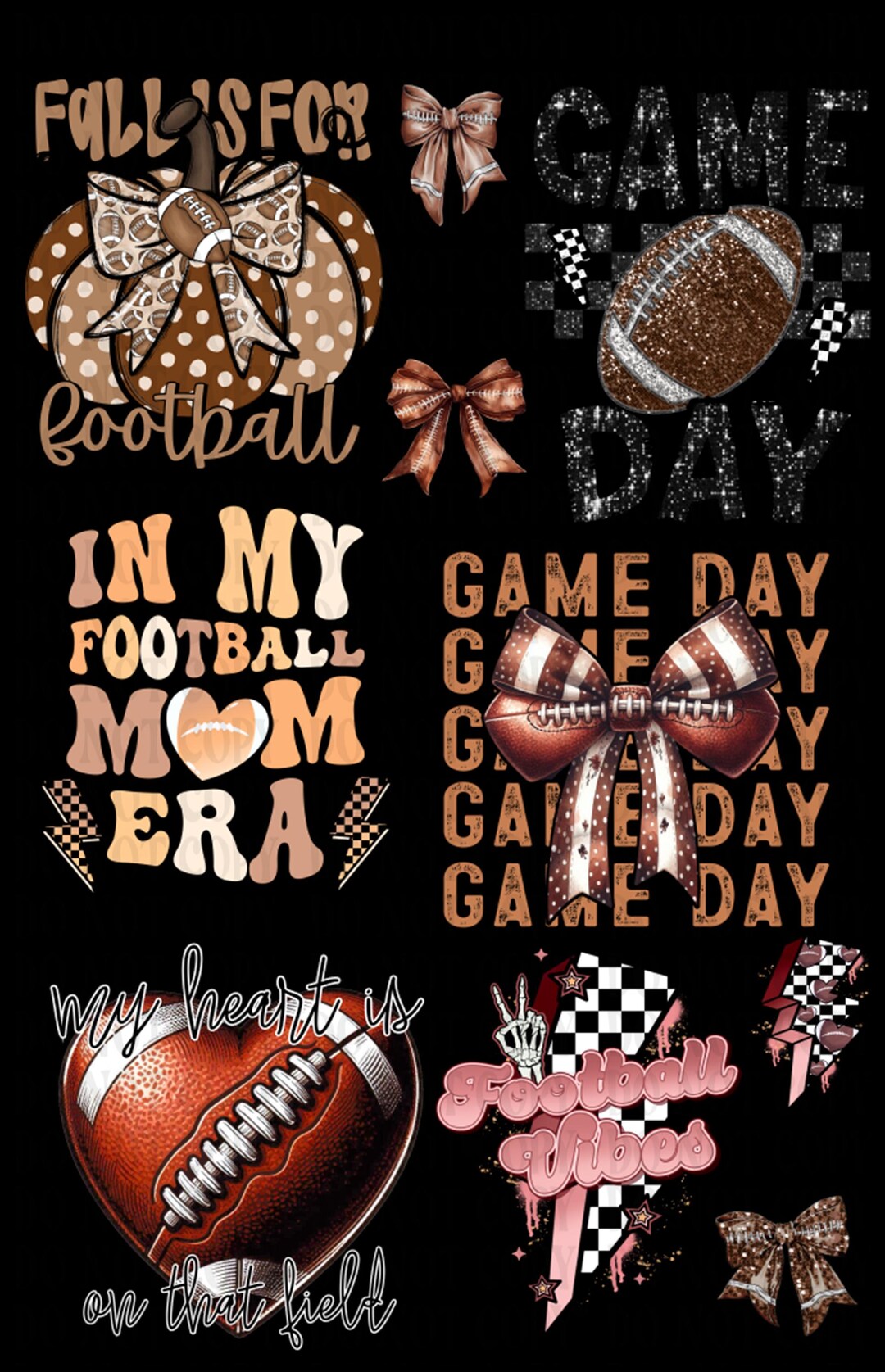 Football Themed DTF Transfer Gang Sheet (24x36) - Etsy