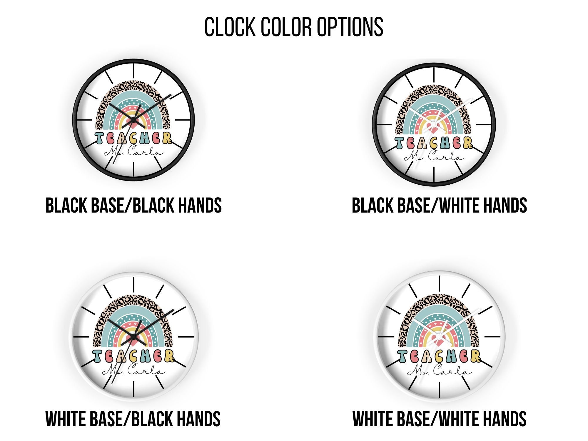 Personalized Rainbow Teacher Clock, Classroom Decor, Teacher Gift ...