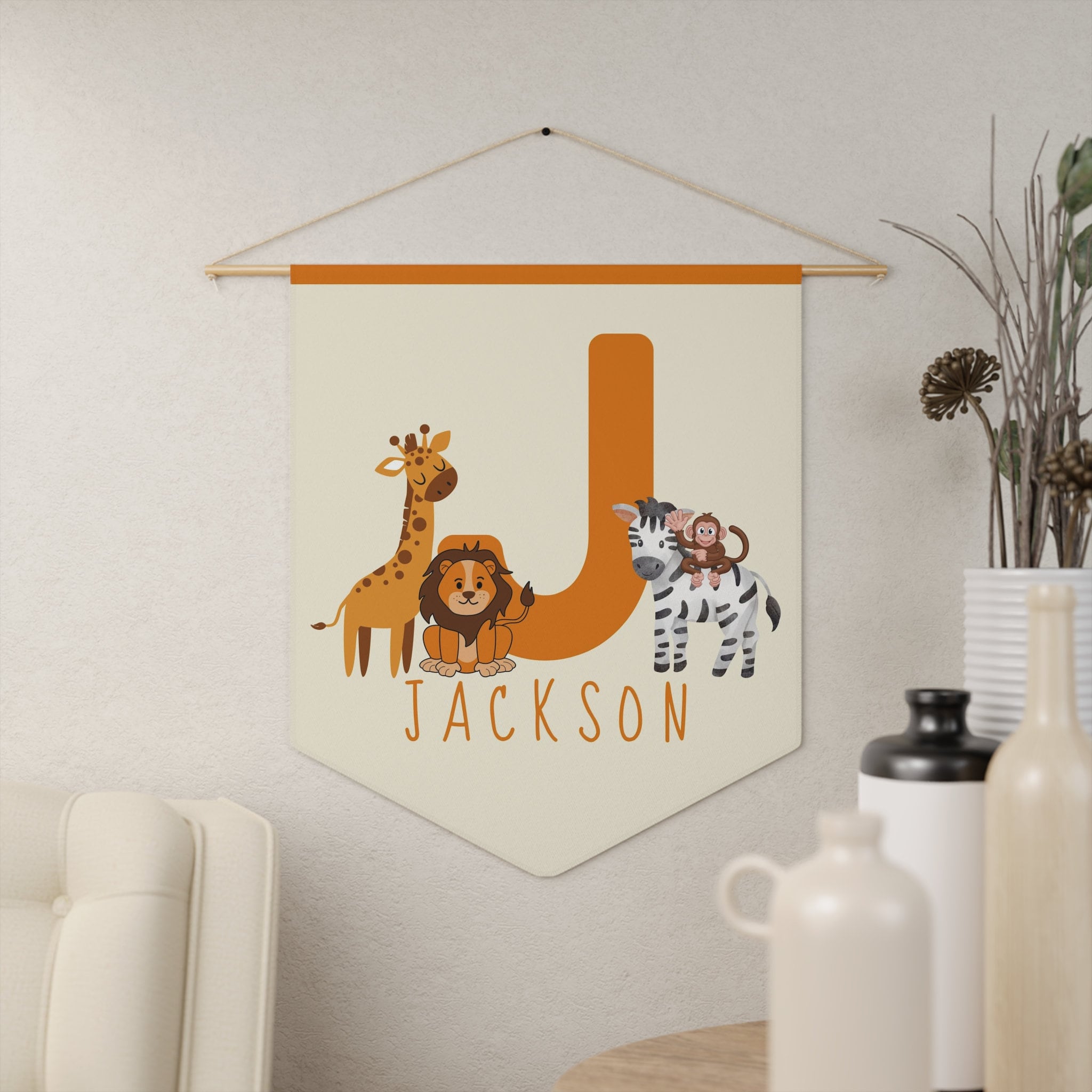 Personalized Safari Jungle Name Hanging Flag Banner Sign Gift, Kids ...