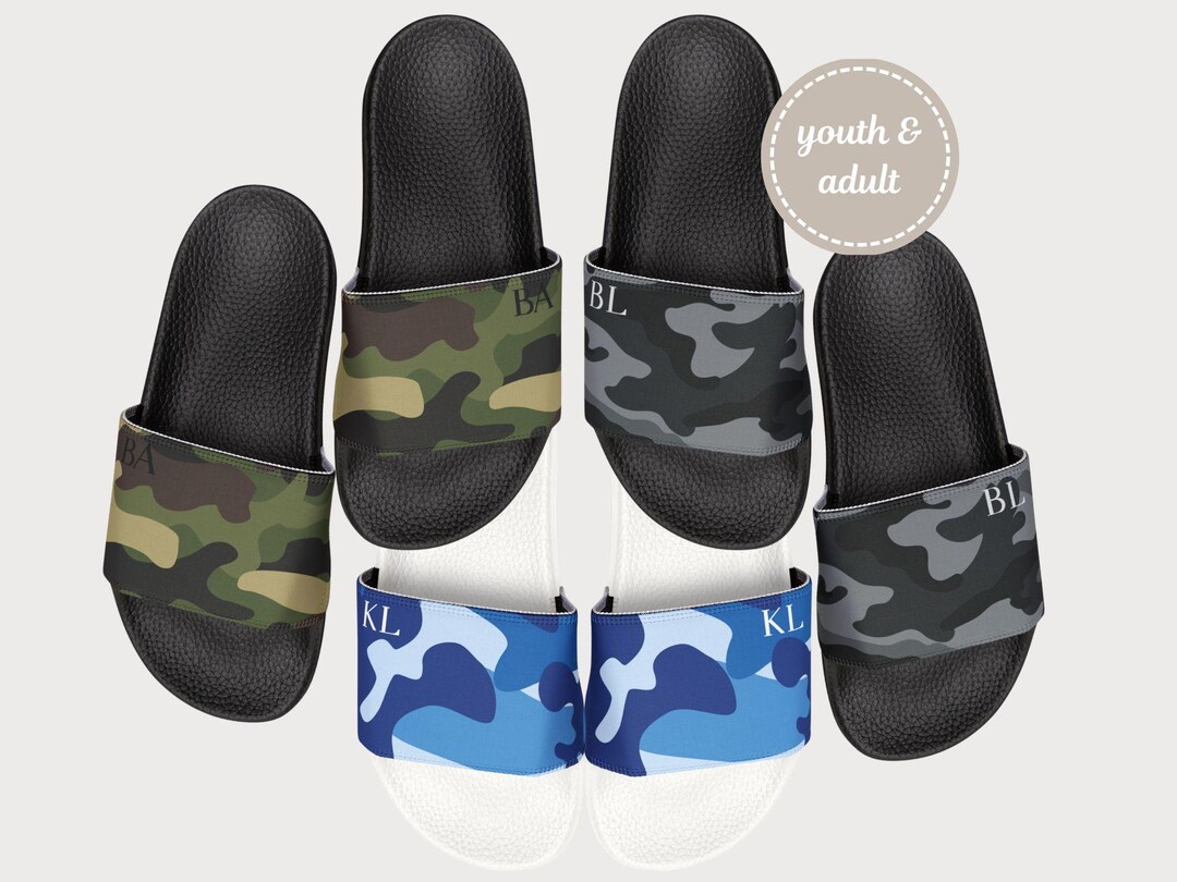 Personalized Camo Slides Sandals Custom Team Slide Sandals Mom Gift Dad ...