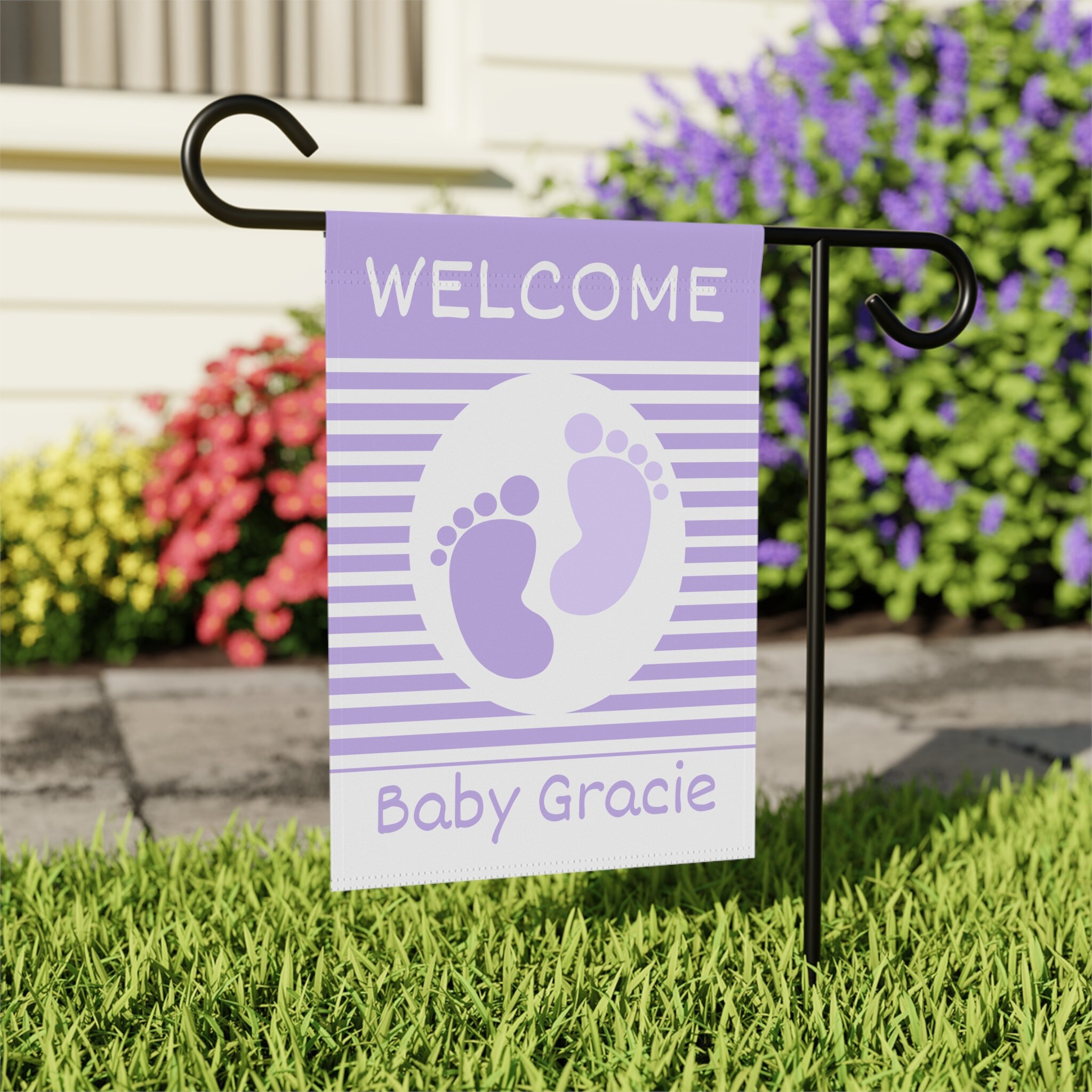 Personalized Welcome Baby Sign, Little One Yard Flag, Baby Shower Sign ...