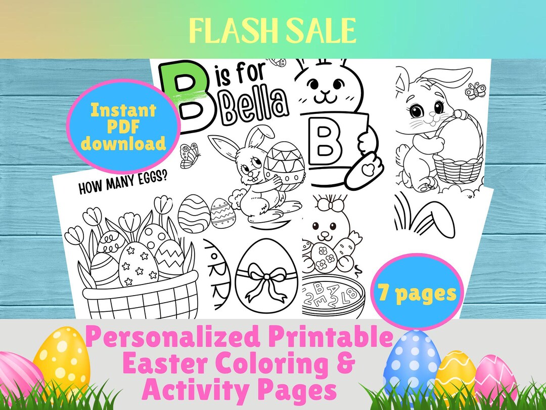Personalized Easter Coloring Pages Kids Toddlers Preschoolers Toddlers ...