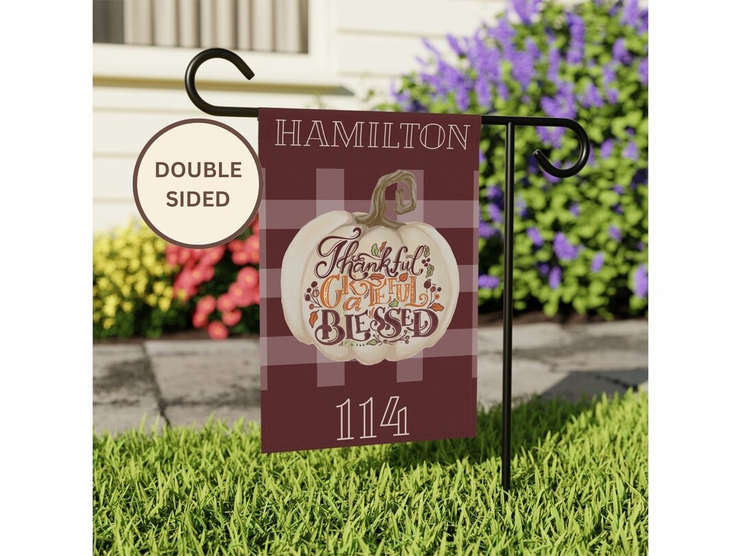 Personalized Thankful Grateful Blessed Fall Plaid Yard Flag, Fall ...