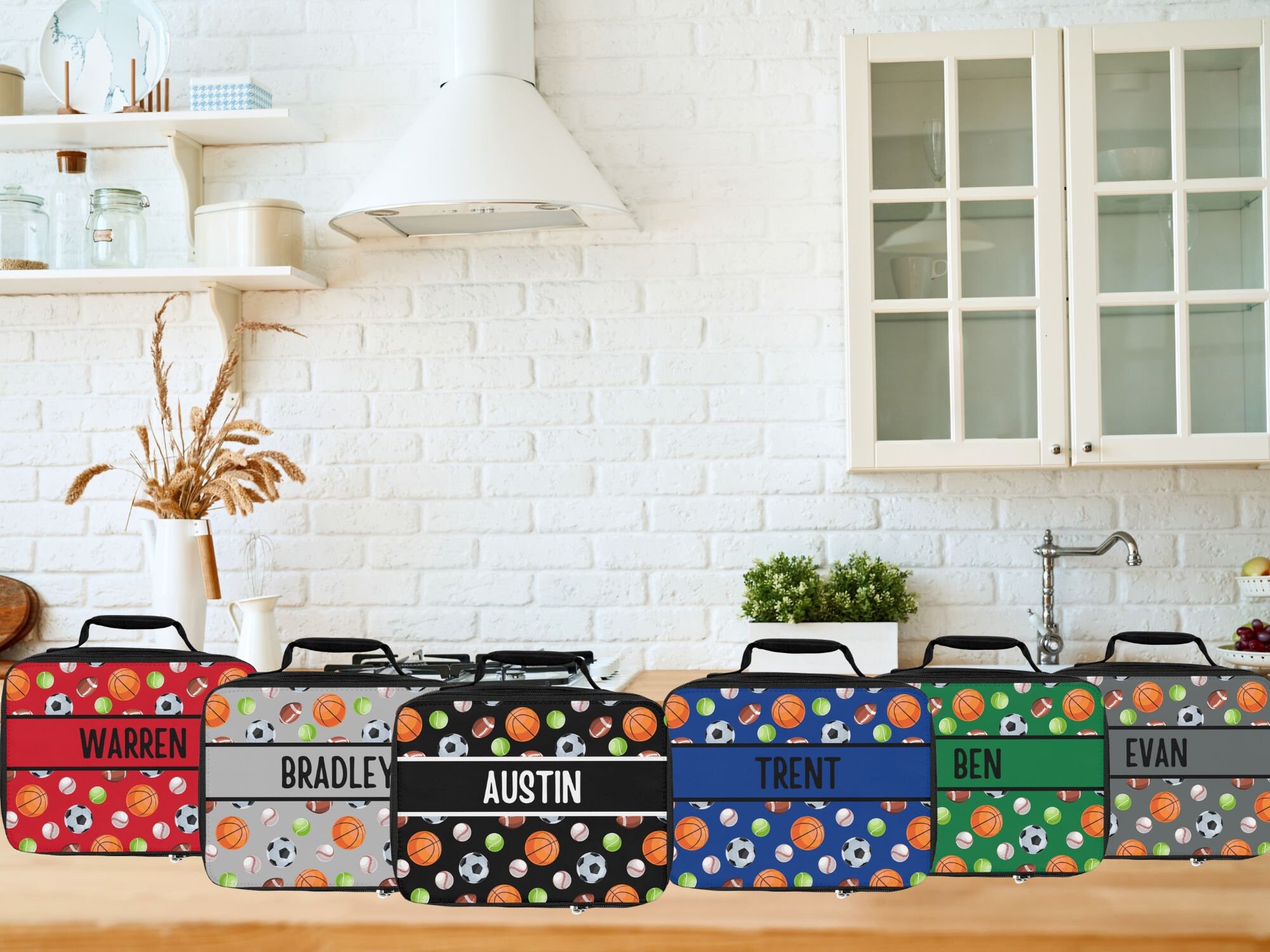 Kids Personalized Sports Lunch Box, Boys Monogrammed Lunchbox Gift ...