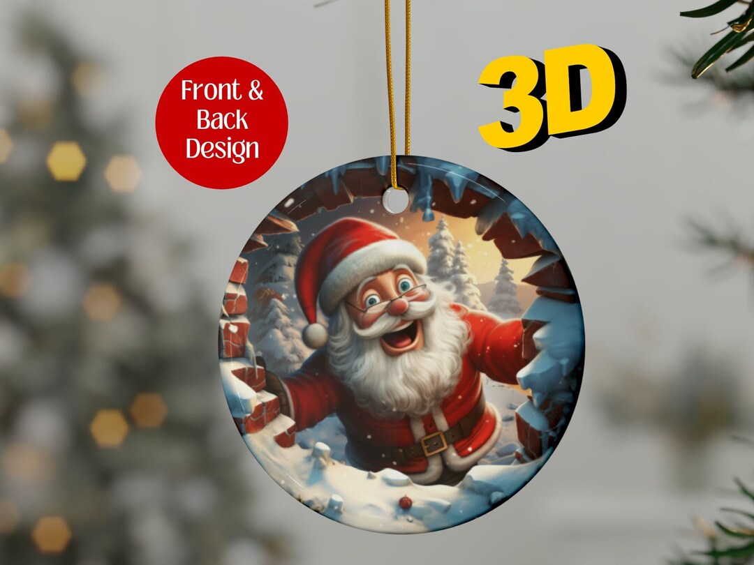 Cute 3D Santa Christmas Breakthrough Ornament, Christmas Hole in the ...