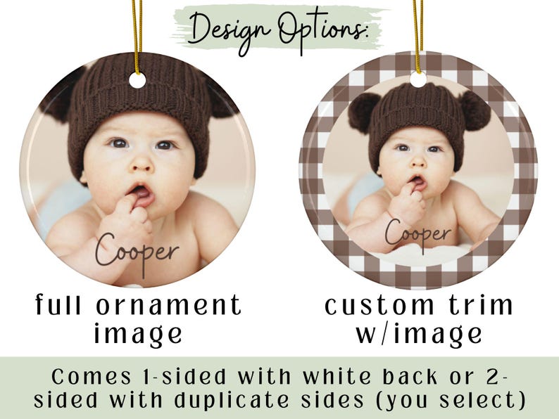 Custom Photo Christmas Ornament Two-sided, Family Name Ornament Gift ...