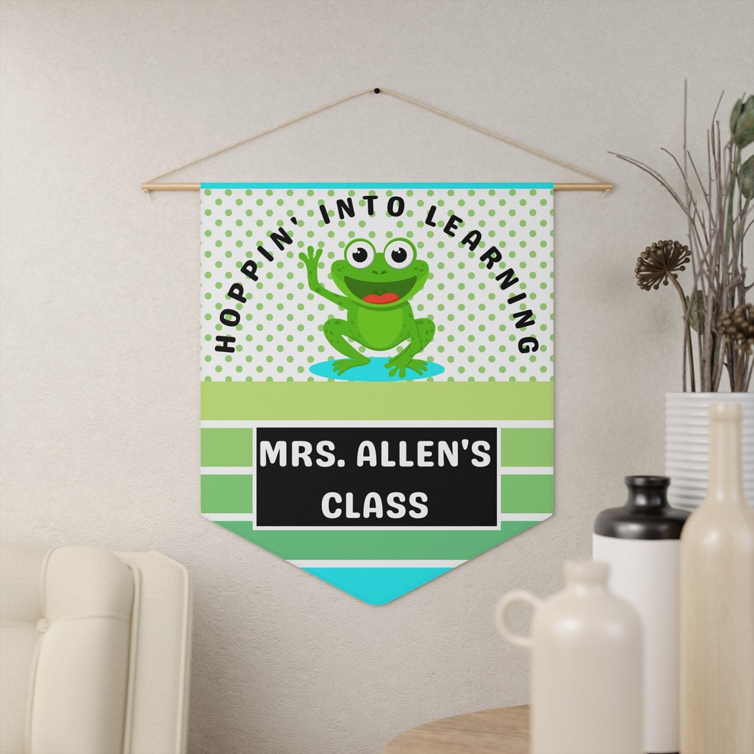 Hoppin' Into Learning Frog Classroom Banner, Classroom Sign, Teacher ...