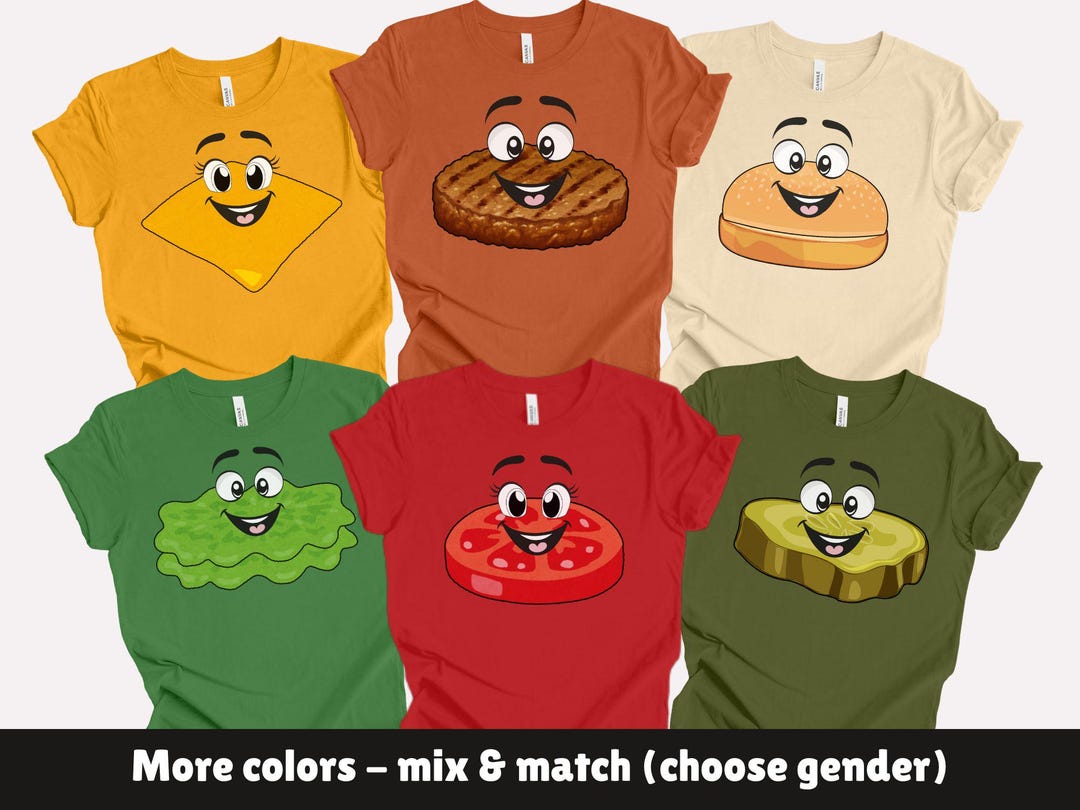 Custom Burger Matching Group Costume Shirts Fun Halloween Matching ...