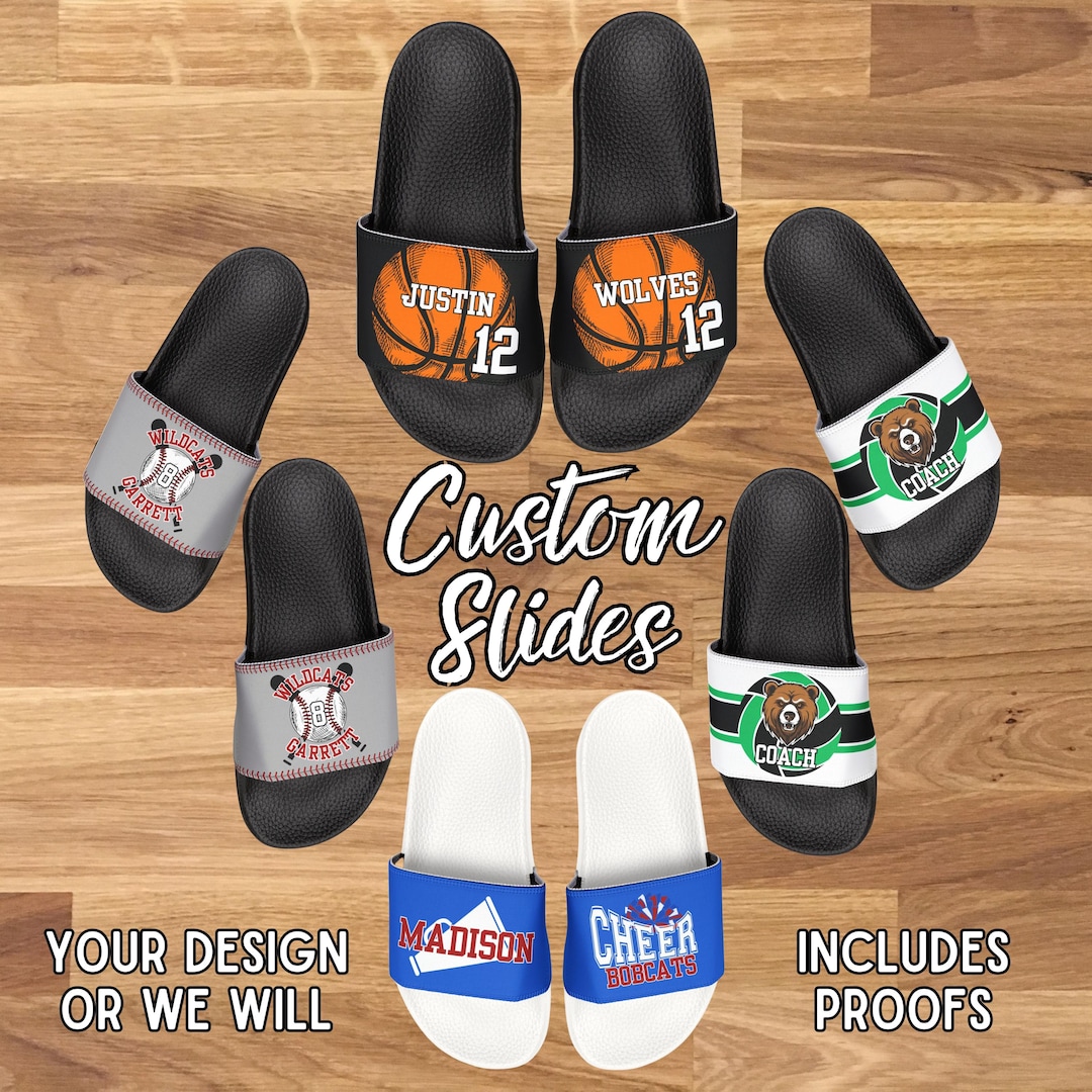 Custom Sports Slides, Personalized Team Slide Sandals, Athlete Gifts ...