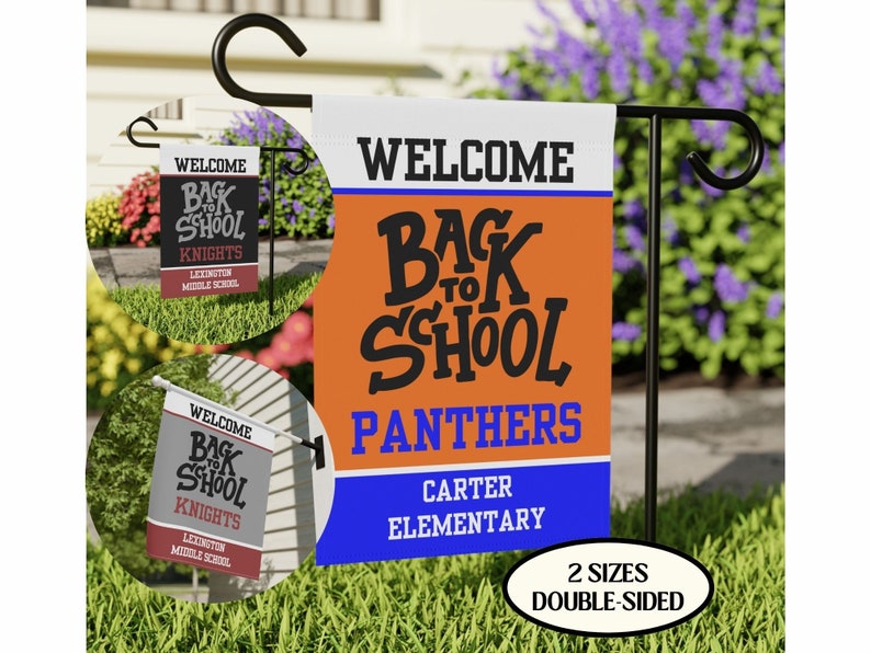 Personalized Welcome Back to School Sign, Mascot Yard Garden Flag ...