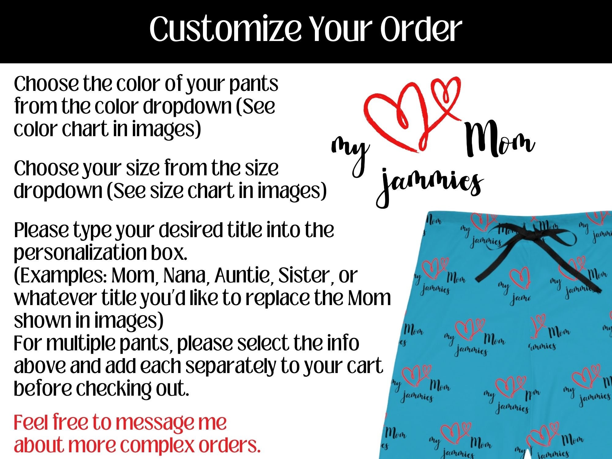 Custom Lounge Pajama Pants, Personalized Mom Pjs, Personalized Mom ...