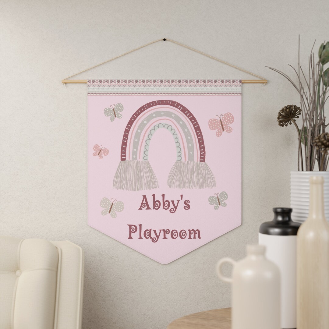 Boho Rainbow Name Banner, Kids Room Sign, Kids Room Wall Art, Kids Room ...