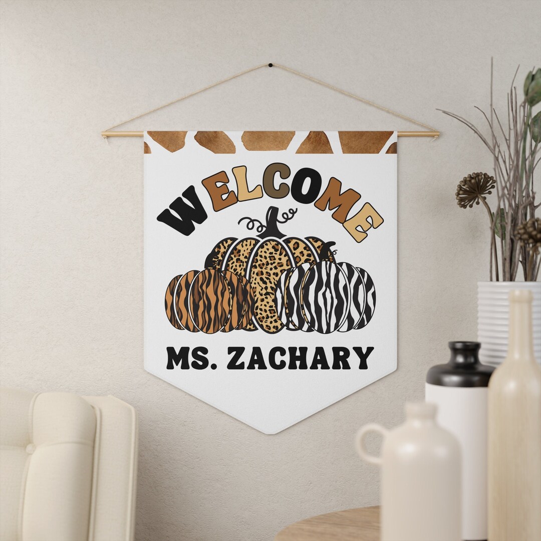 Safari Animal Print Pumpkin Banner, Name Door Sign, Fall Classroom ...