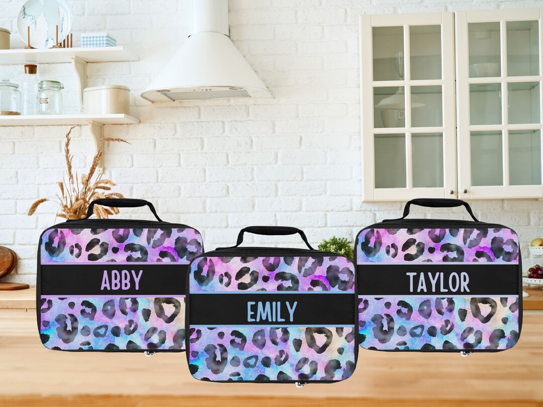 Lunch Box, Leopard Personalized Girls Lunch Bag, Monogrammed Women ...
