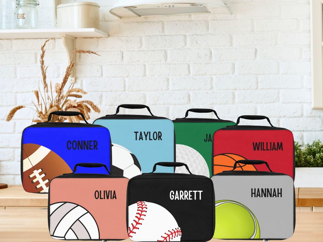 Kids Personalized Sports Lunch Box, Monogrammed Name Lunchbox Gift ...