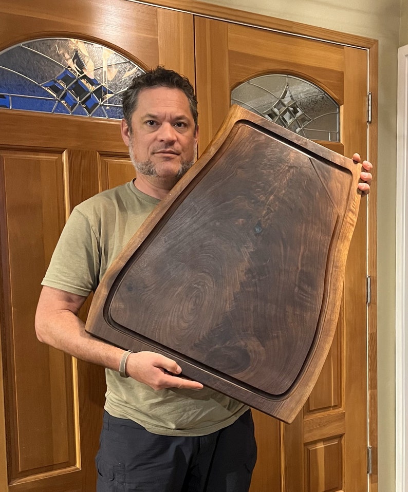 Extra Large Walnut Carving Board Live Edge With Organic Juice Groove - Etsy