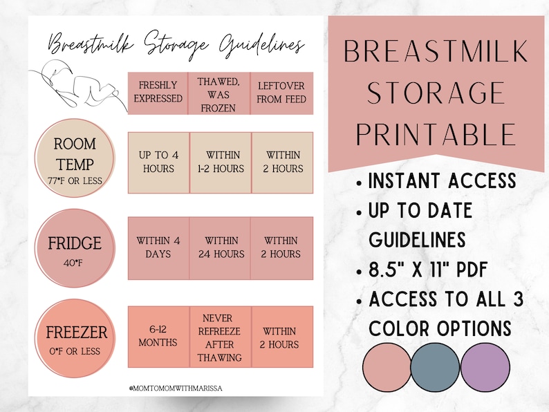 Breastmilk Storage Guidelines Printable, Safe Milk Storage Download ...