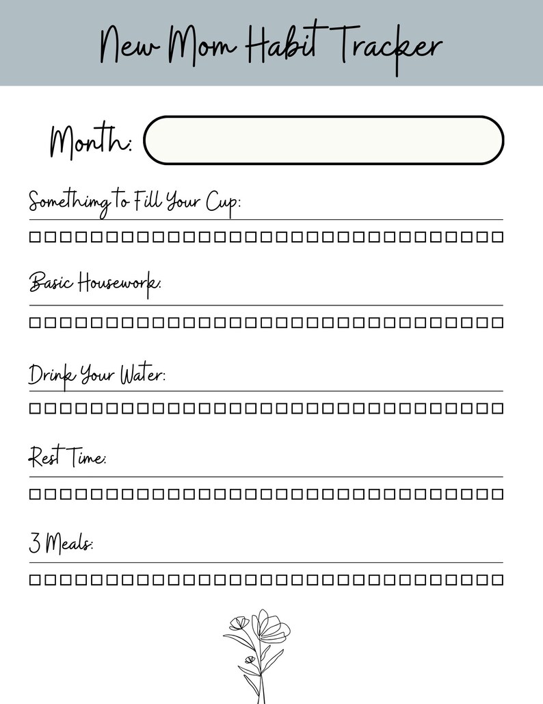 Habit Tracker, Printable Habit Tracker, New Mom Habit Tracker, Stay at ...