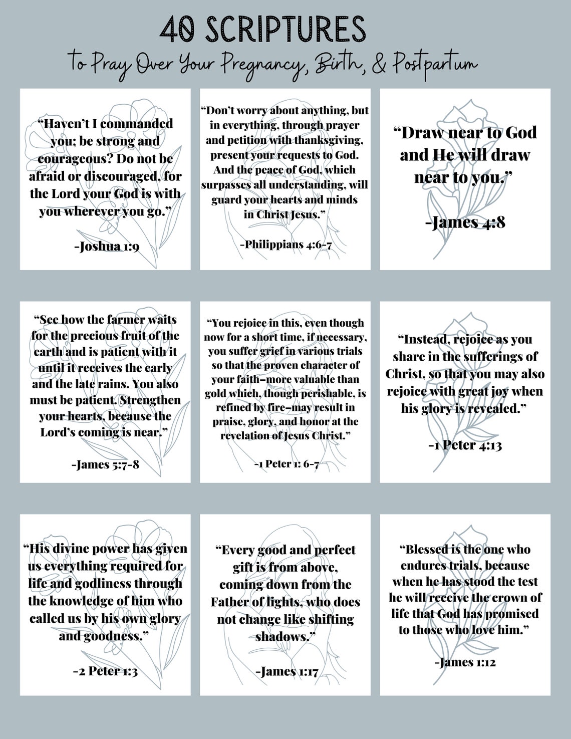 Printable Bible Verses, 40 Scriptures to Pray Over Your Birth ...