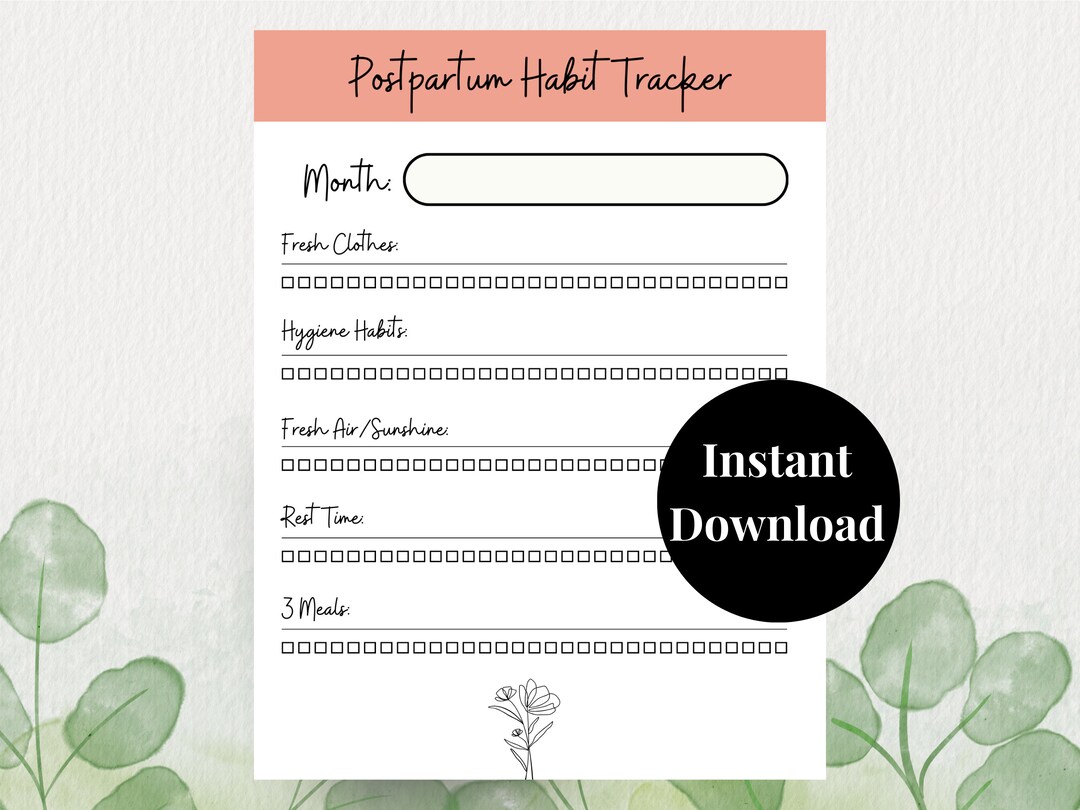 Habit Tracker, Printable Habit Tracker, New Mom Habit Tracker ...