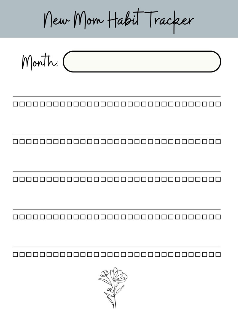 Habit Tracker, Printable Habit Tracker, New Mom Habit Tracker, Stay at ...
