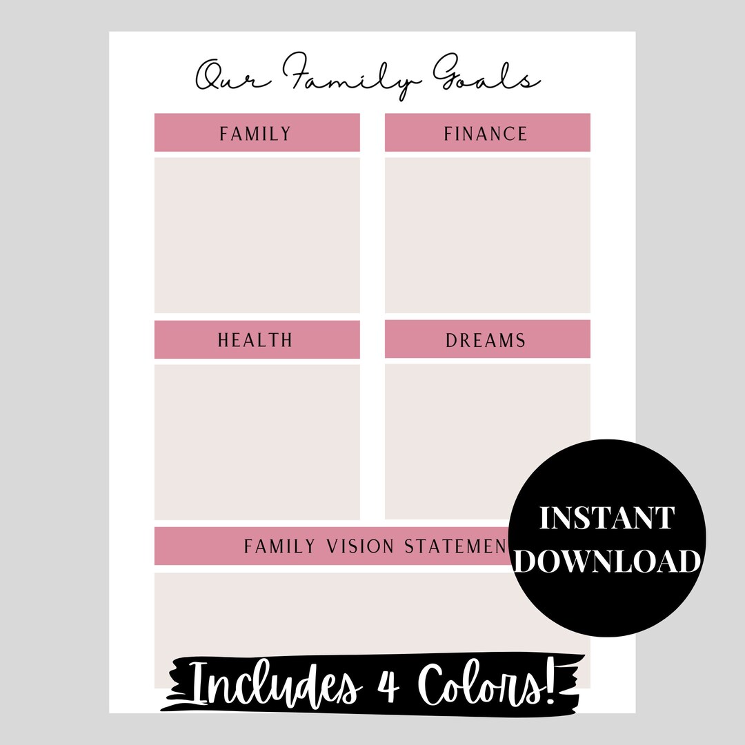 Simple Family New Year Goals 2024 Printable New Years - Etsy