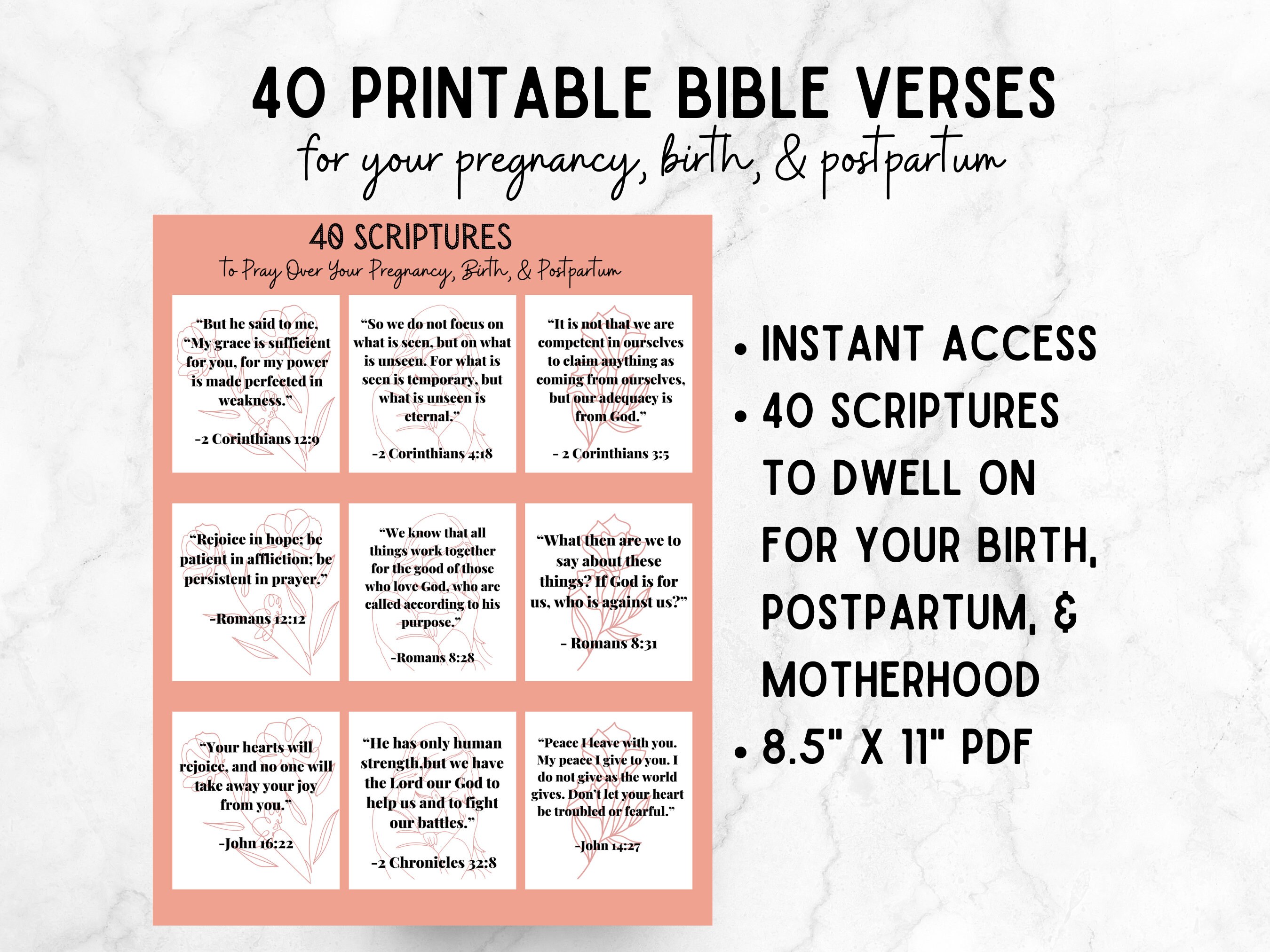 Printable Bible Verses, 40 Scriptures to Pray Over Your Birth ...