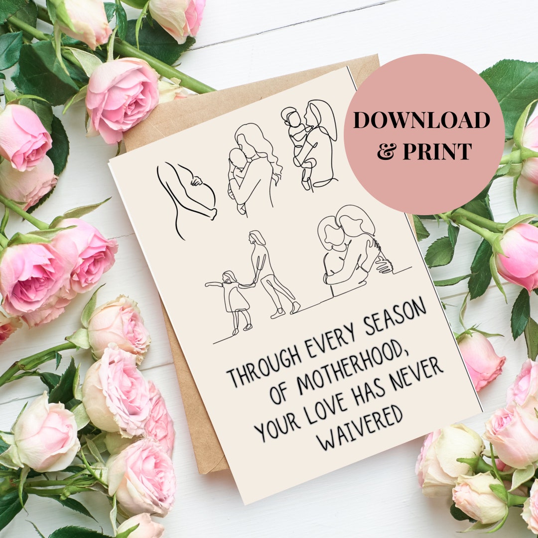 Printable Card for Mom, Printable Mothers Day Card, Quick Card for Mom ...