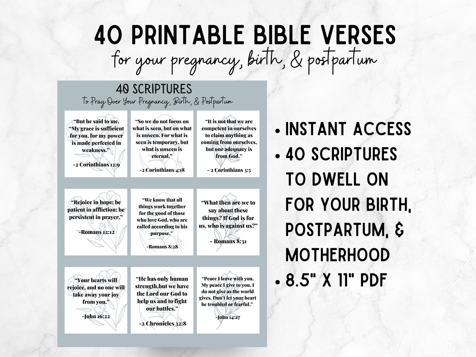 Printable Bible Verses, 40 Scriptures to Pray Over Your Birth ...