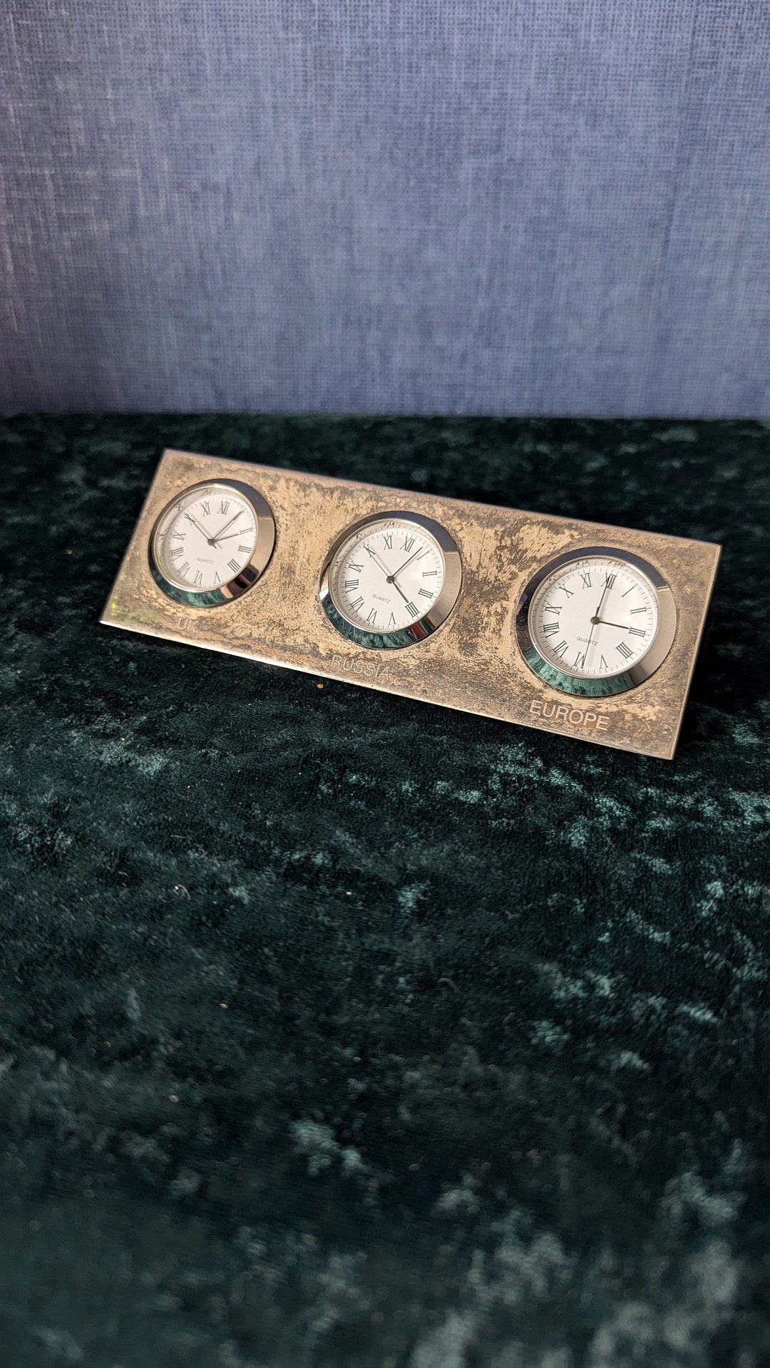 Vintage 3 Time Zones Desktop Clock - Etsy