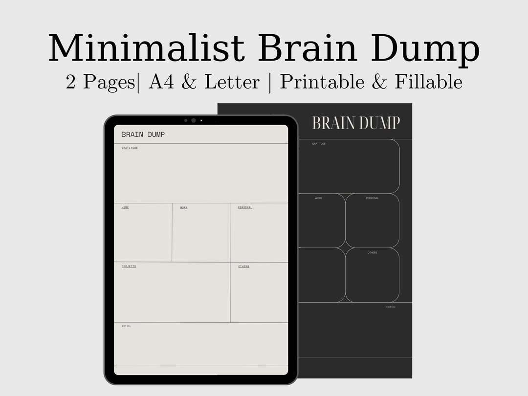 Brain Dump, Minimalist Brain Planner, To-do List, Fillable Daily Habit ...