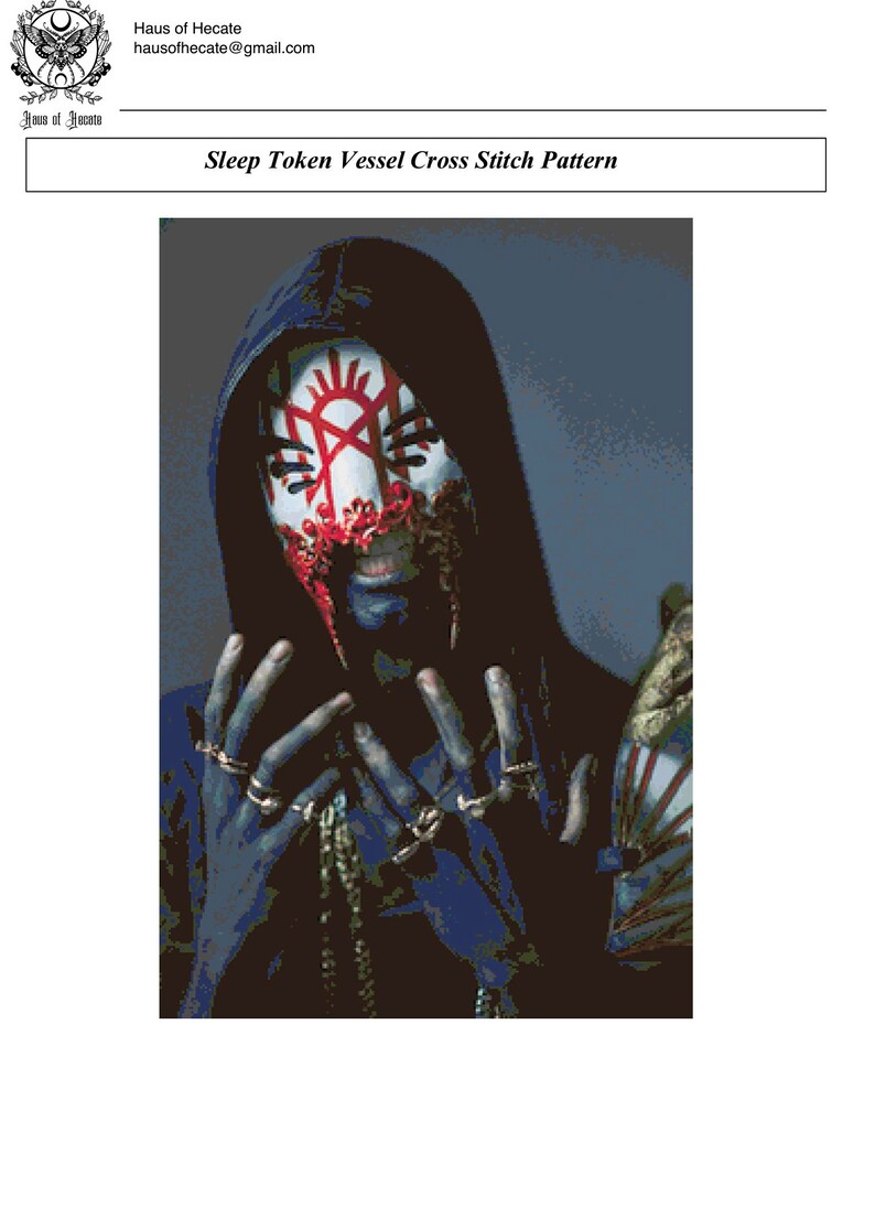 Vessel Sleep Token Cross Stitch Pattern - Etsy