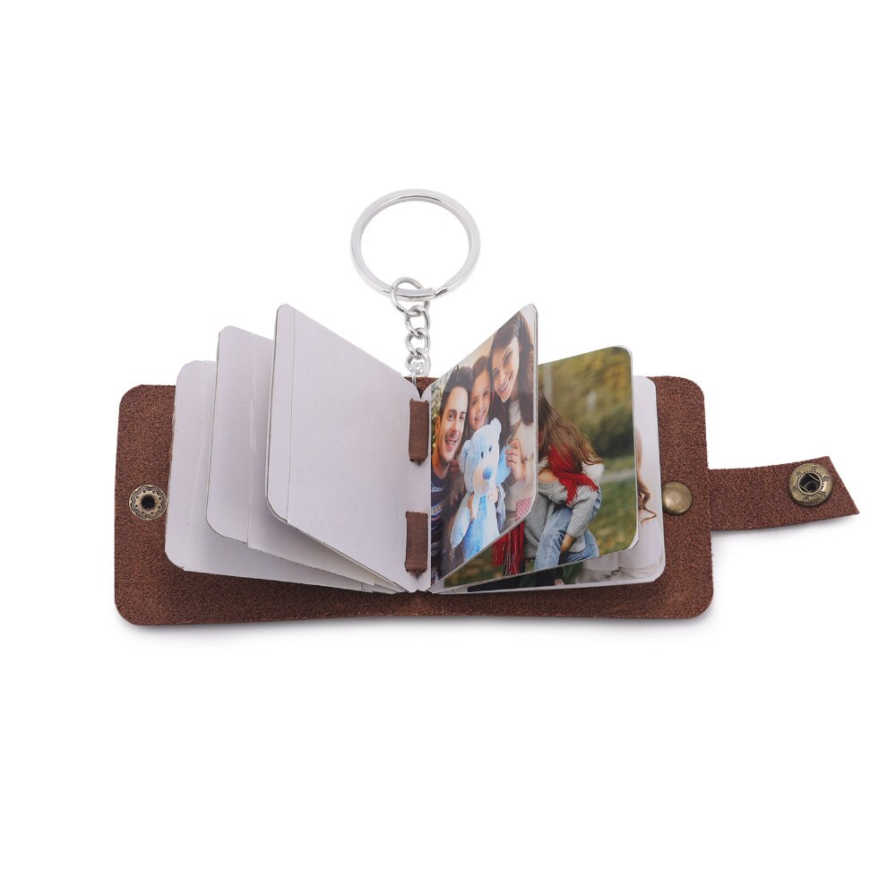 Leather Photo Book Keychain With 5 or 10 Photos - Mini Photo Album ...