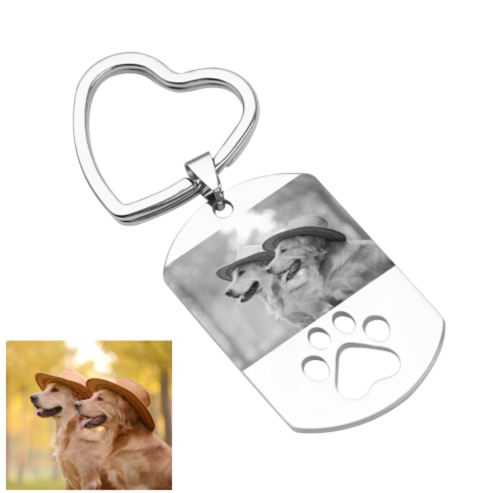 Custom Pet Gifts Keychain, Pet Photo Engraving, Pet Loss, Pet Memory ...