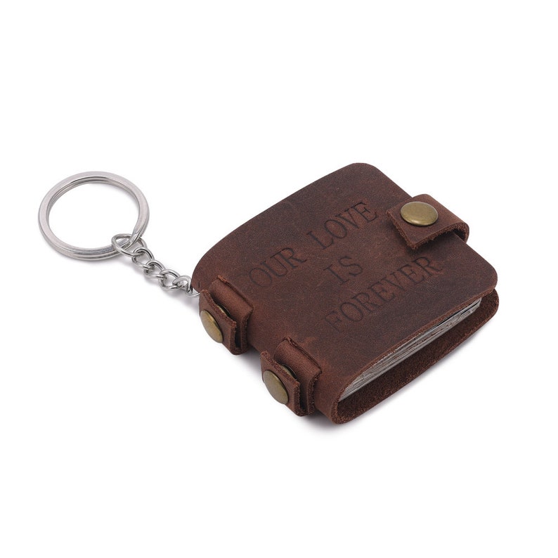 Leather Photo Book Keychain With 5 or 10 Photos - Mini Photo Album ...