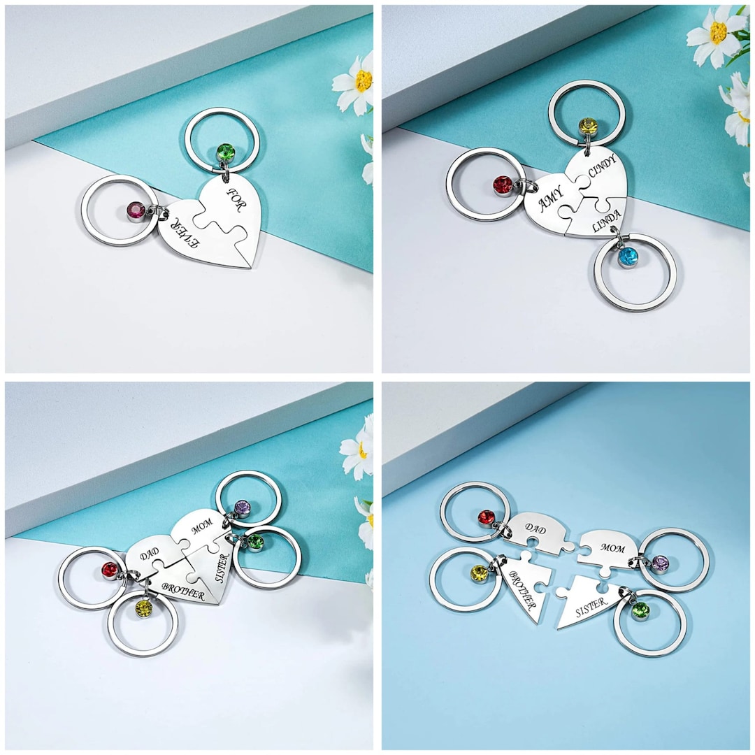 Matching Keychains for Couple Best Friends Family, Bff Puzzle Keychain ...
