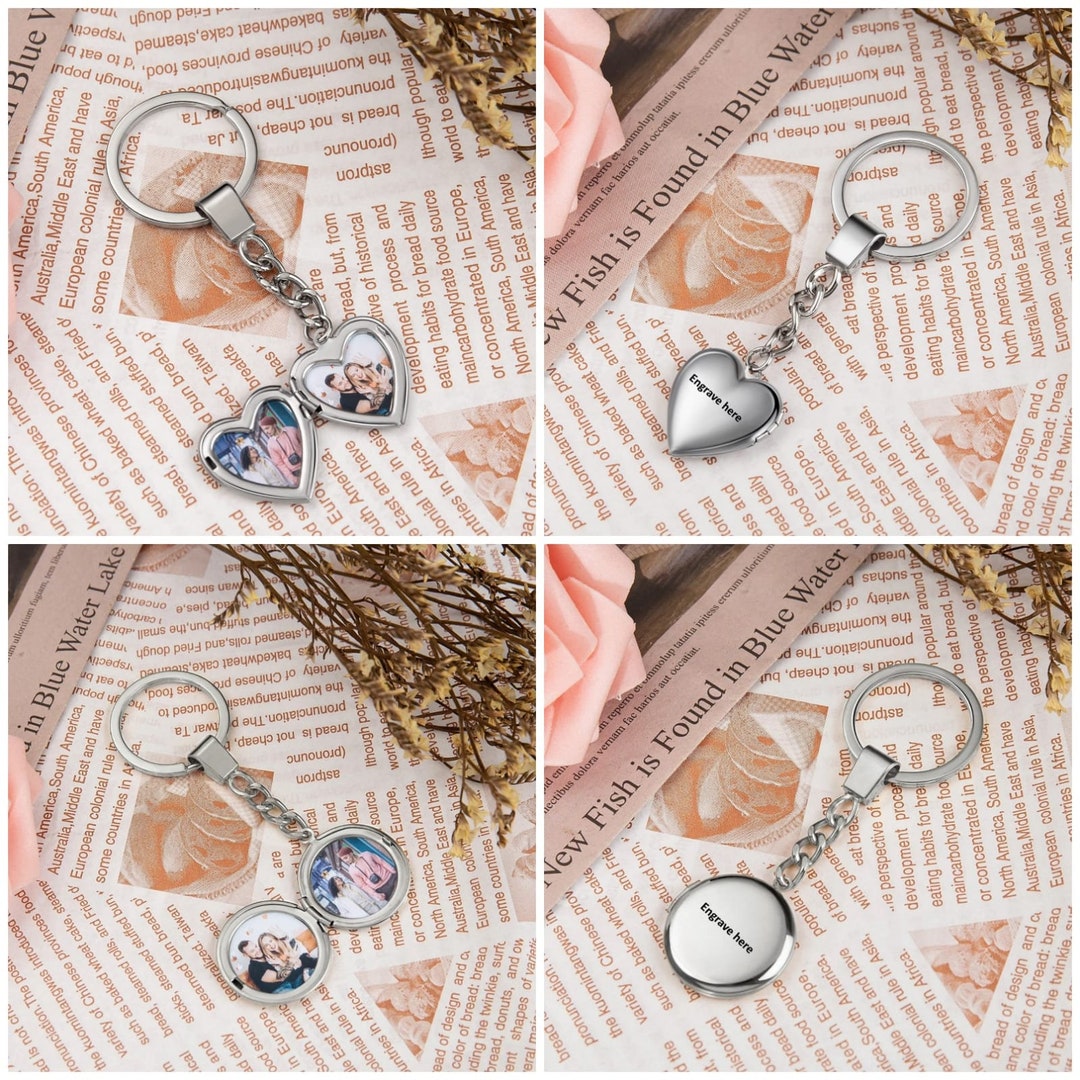 Personalized Photo Locket Keychain - Heart/round Shape - Customized ...