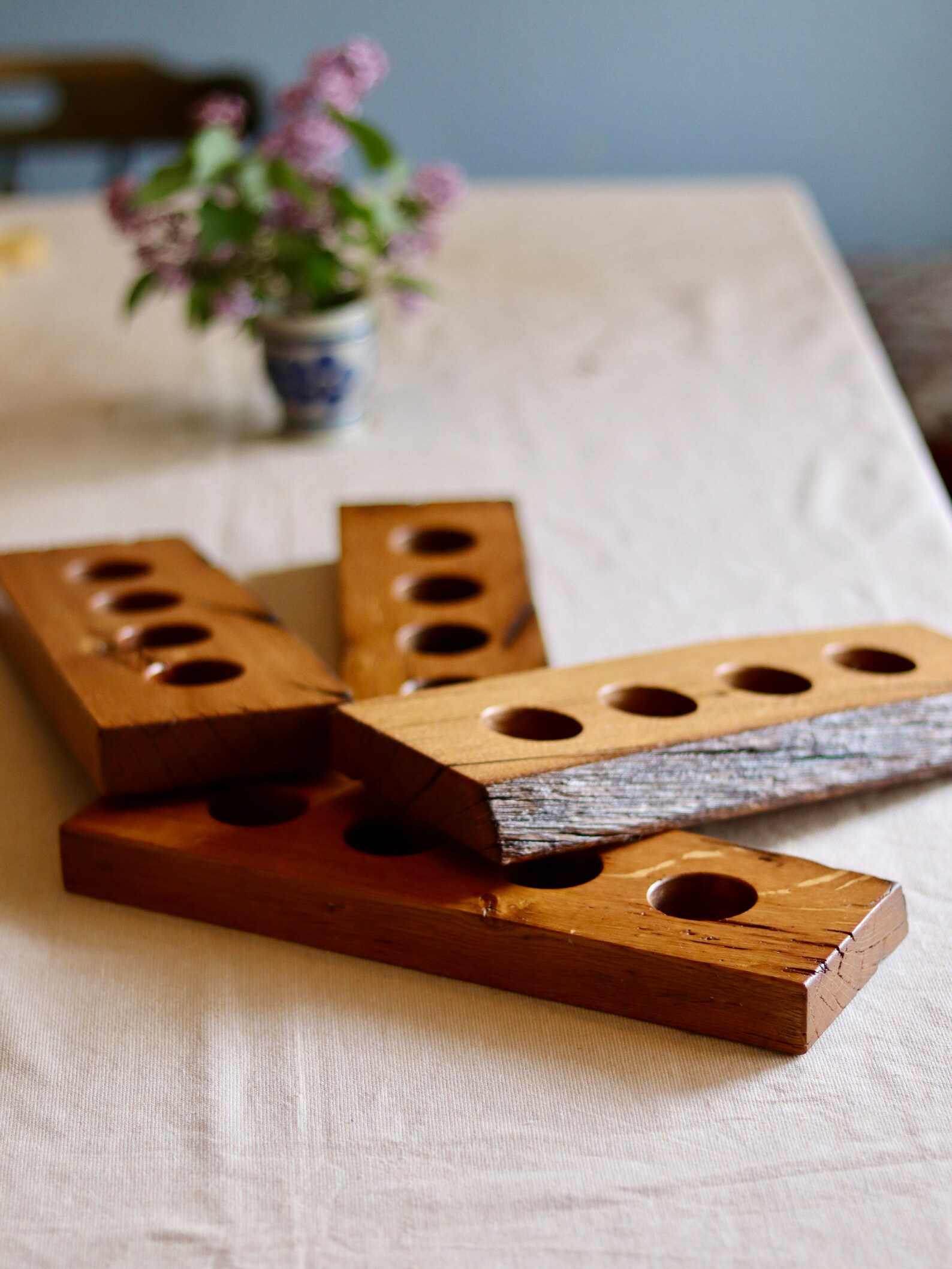 Rustic Wood Candle Holder Reclaimed Wood Beam 4 Tea-light Holder ...