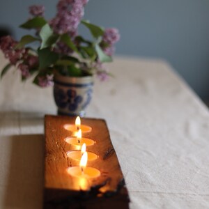 Rustic Wood Candle Holder - Reclaimed Wood Beam 4 Tea-light Holder ...