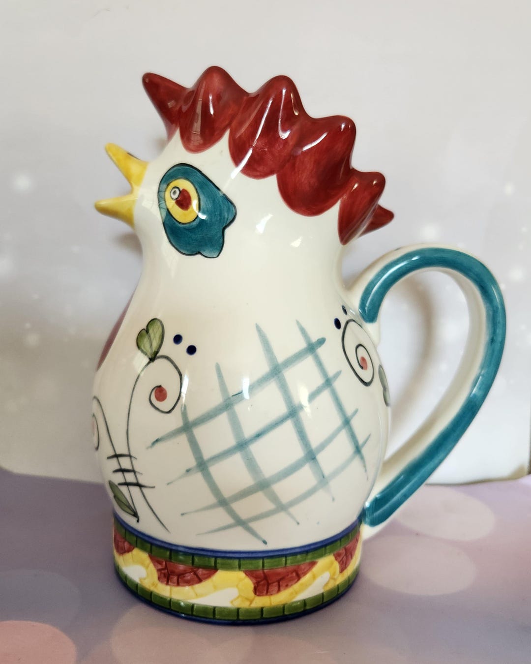 Clay Art - MOSAIC ROOSTER - Pitcher/jug - Hand Painted, San Francisco ...