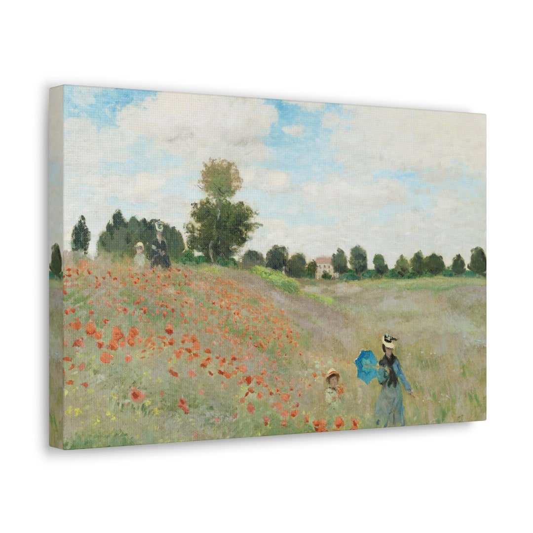 The Poppy Field Near Argenteuil by Claude Monet. Canvas Print. - Etsy