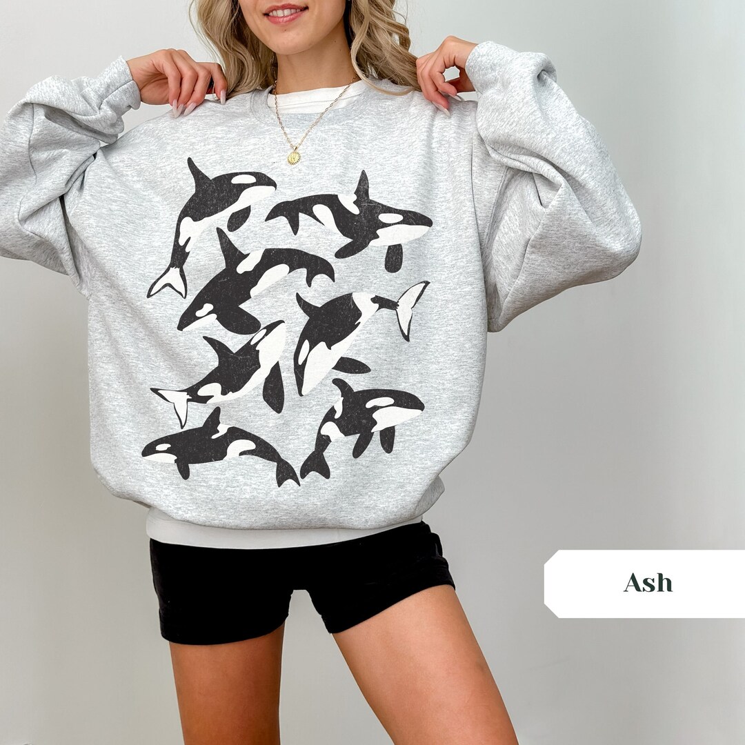 Orca Pod Crewneck, Killer Whale Sweatshirt, Vintage Inspired Graphic ...